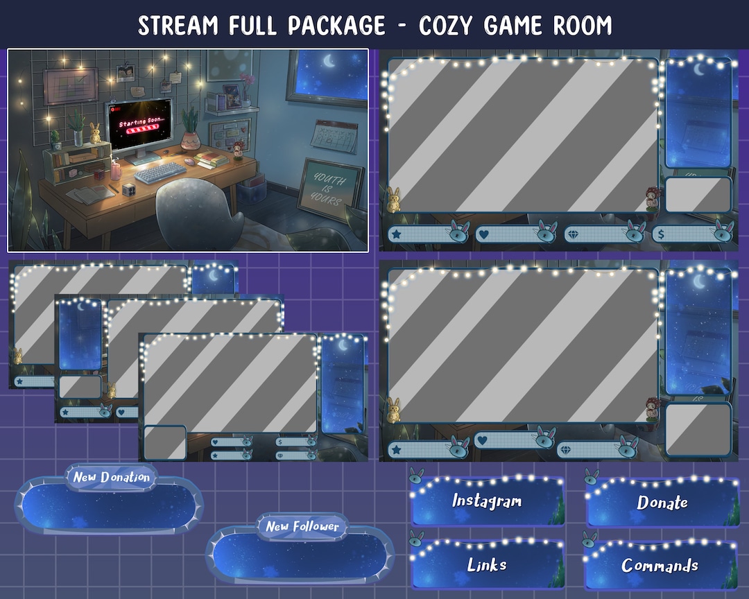 Animated Lofi Gaming Room Twitch Stream Full Package / Lofi Aesthetic ...