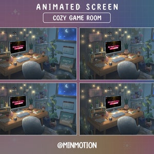 5x Animated Lofi Gaming Room Twitch Screen / Lofi Aesthetic Gaming PC ...