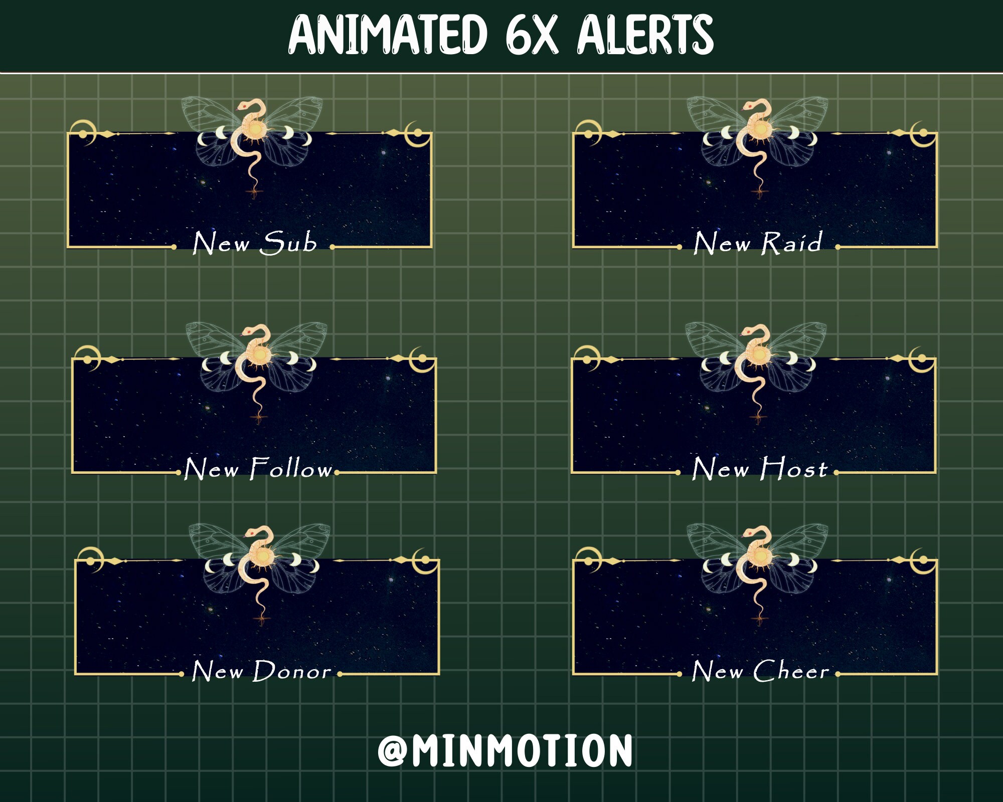 Animated Celestial Snake Twitch Stream Full Package / Luna Moth ...