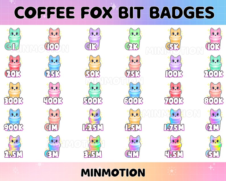 30x Coffee Fox Twitch Tier Bit Badges/ Complete Twitch Bit - Etsy