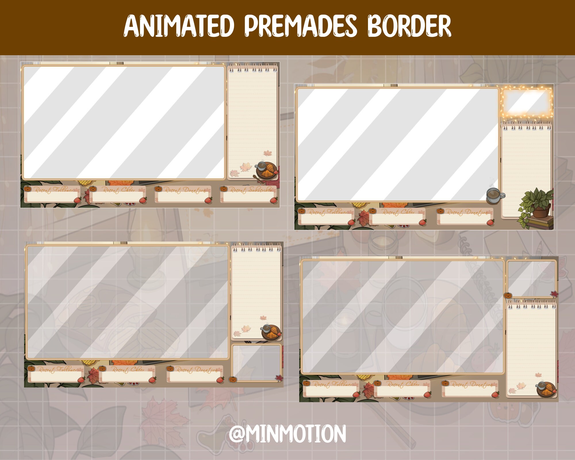 Animated Autumn Lofi Desk Twitch Stream Package/ Retro Lofi Desk/ Maple ...