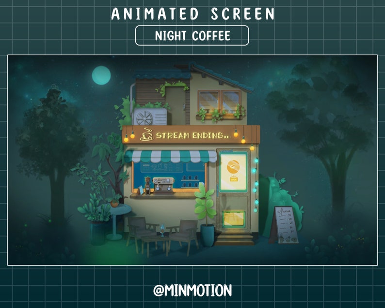 Animated Night Coffee Twitch Screen / Cozy Coffee Shop / Mysterious ...