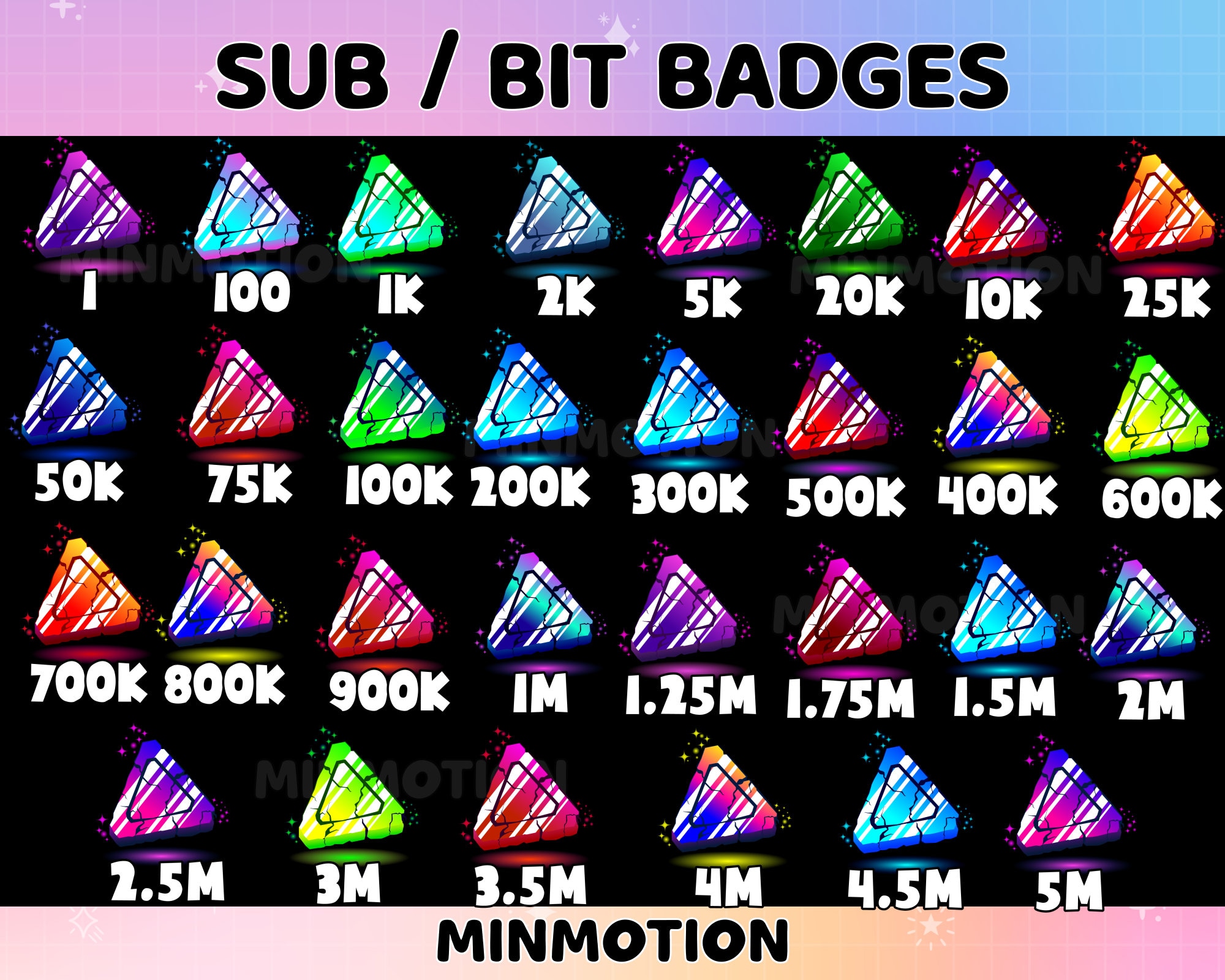 30x Triangle Stone Twitch Bit Badges / Diamond / Bit Tier Badges ...