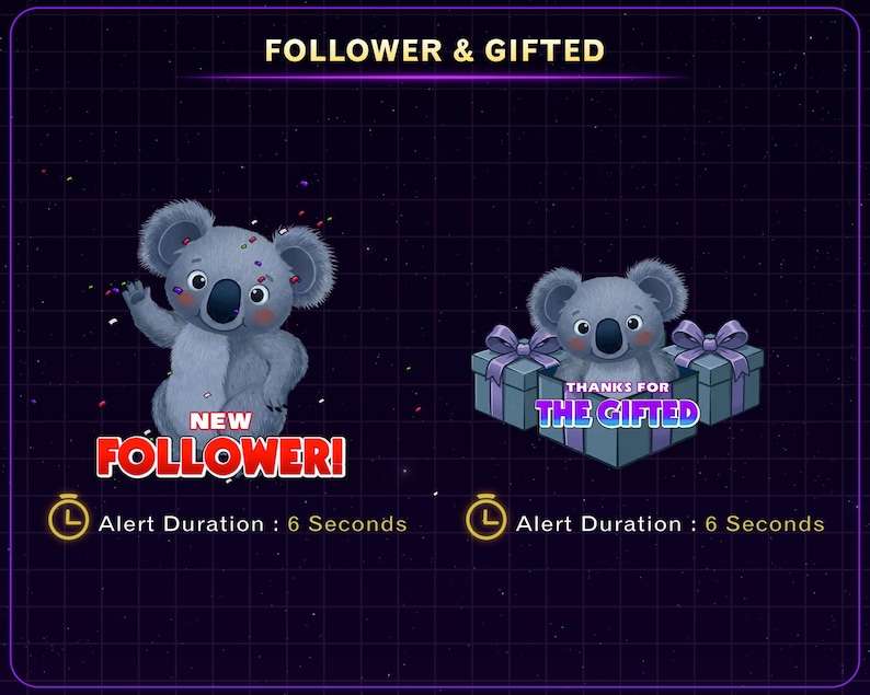 Animated Cute Koala Twitch Alert Pack, Koala Stream Alert Bundle, Koala ...