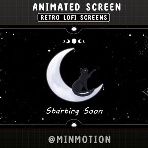 FULL ANIMATED Black Cat Twitch Stream Package/ Celestial Night Overlays ...