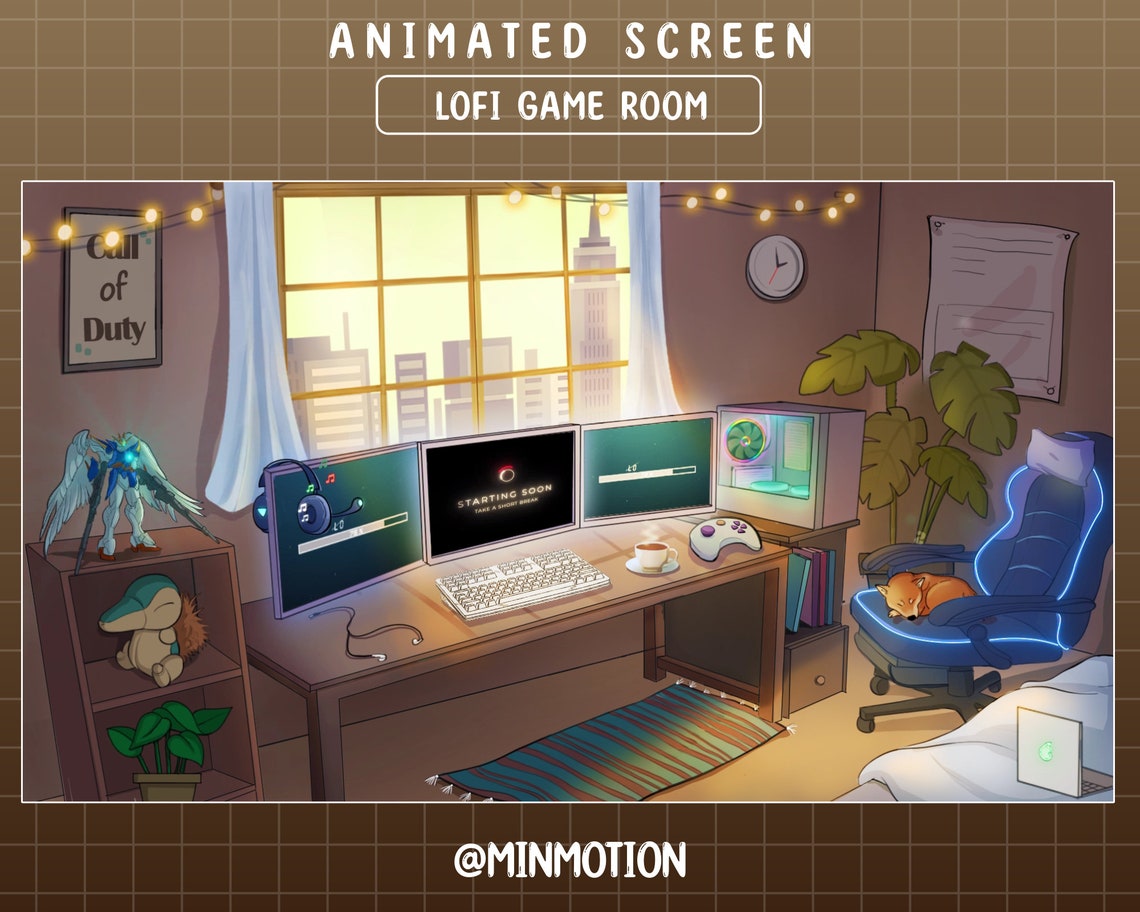Animated Lofi Gaming Room Twitch Stream Screen / Lofi Aesthetic Gaming ...