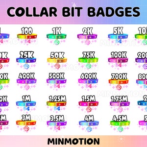 30x Cute Pet Collar Twitch Bit Badges / Complete Twitch Bit Badges Set ...