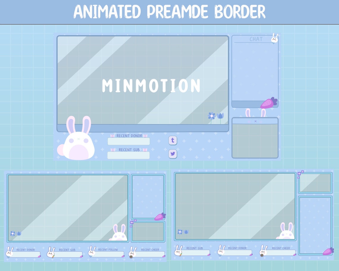 FULL ANIMATED Cute Rabbit Twitch Overlay Stream Package / - Etsy