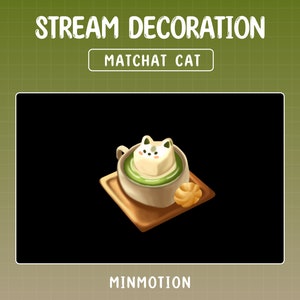 Matcha Cat Animated Stream Decoration / Matcha Dessert Twitch / Kawaii ...