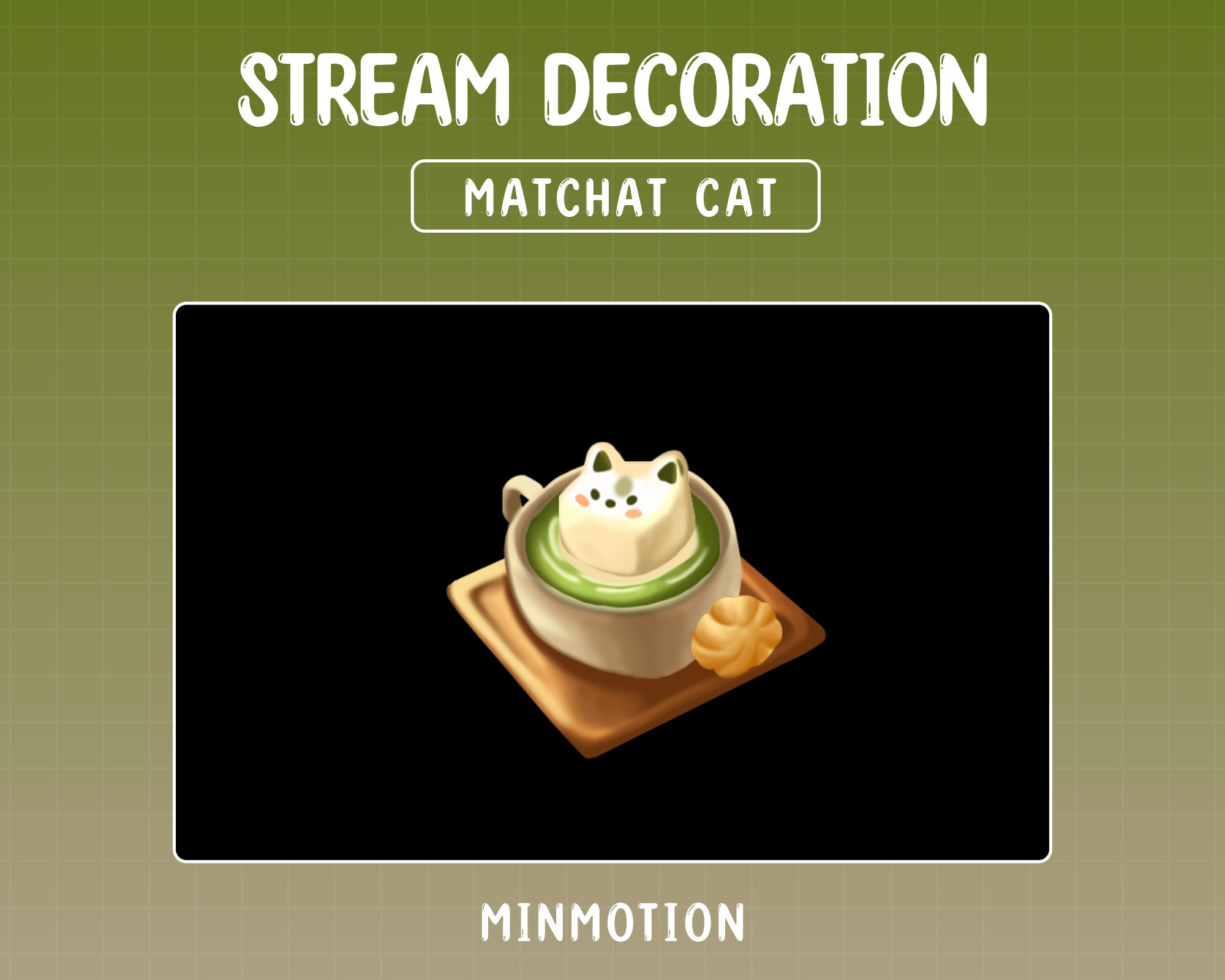 Matcha Cat Animated Stream Decoration / Matcha Dessert Twitch / Kawaii ...
