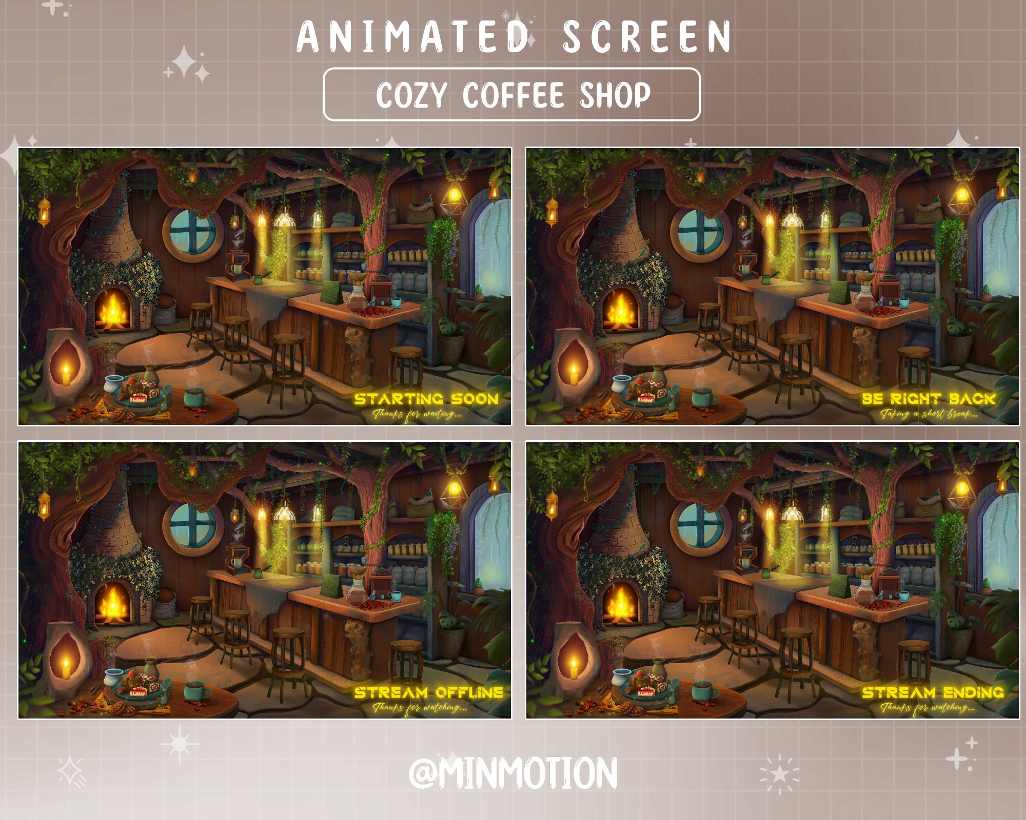 Animated Cozy Coffee Shop Twitch Full Package/rainy Day Overlay / Cozy ...