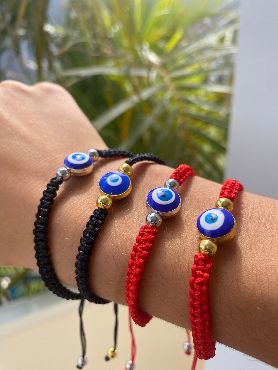Glass Evil Eye, Mati, Lucky Eye Protection Braided String Cord Bracelet ...