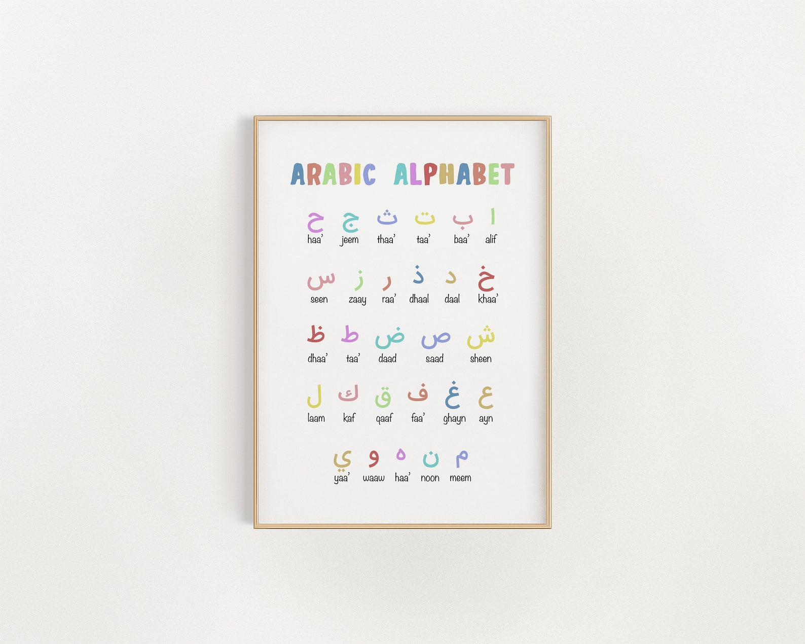 Arabic Alphabet Poster for Kids | Digital Download, Classroom ...