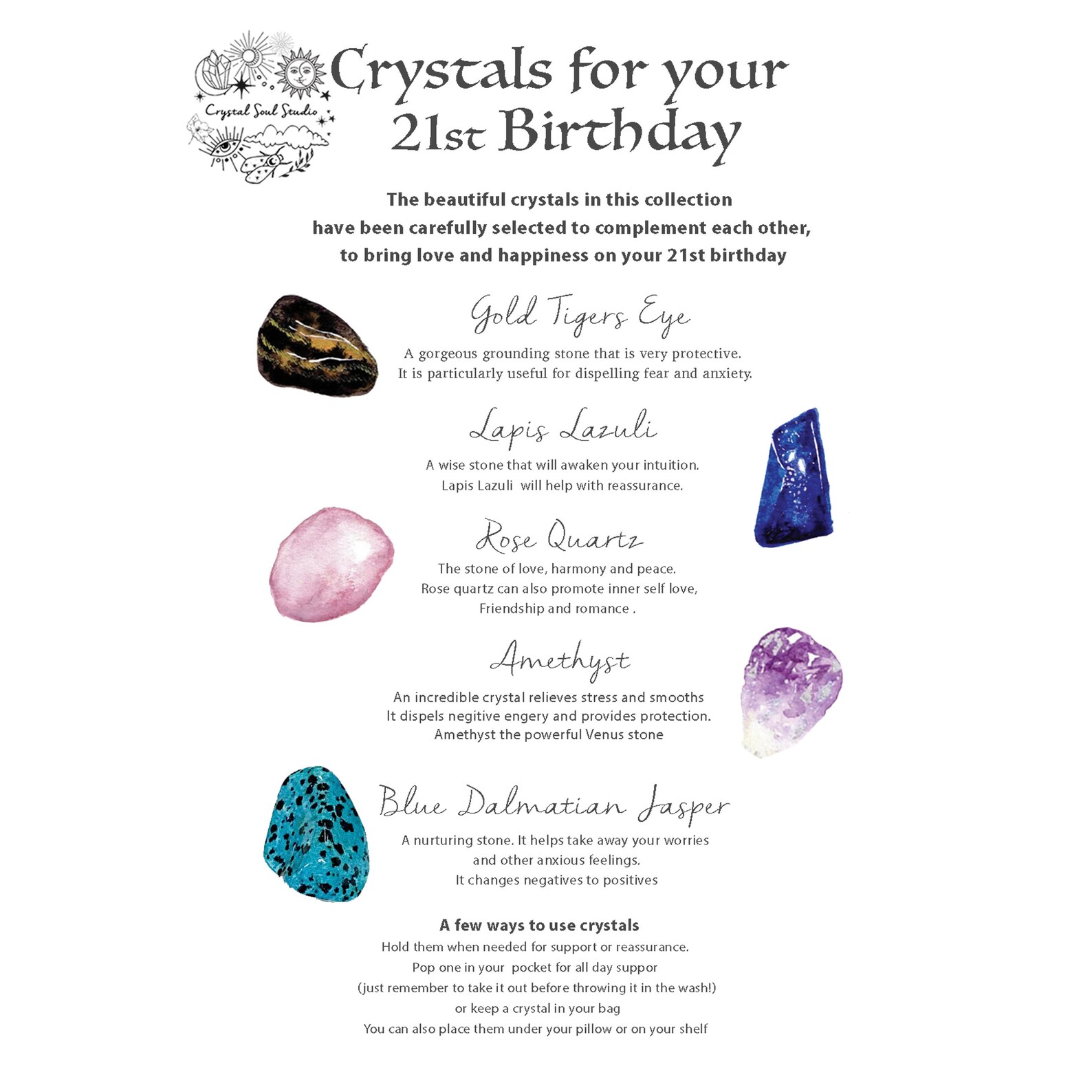 Crystals for 21st Birthday 21st Birthday Crystal Set Reiki. | Etsy