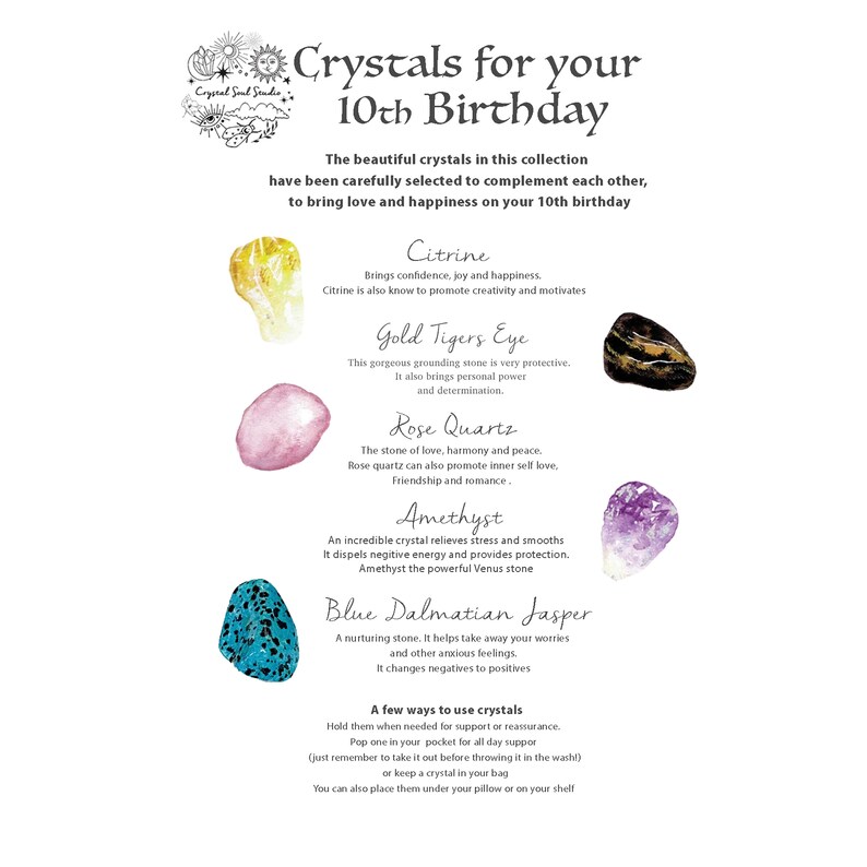 Crystals for 10th Birthday 10th Birthday Crystal Set Reiki. - Etsy