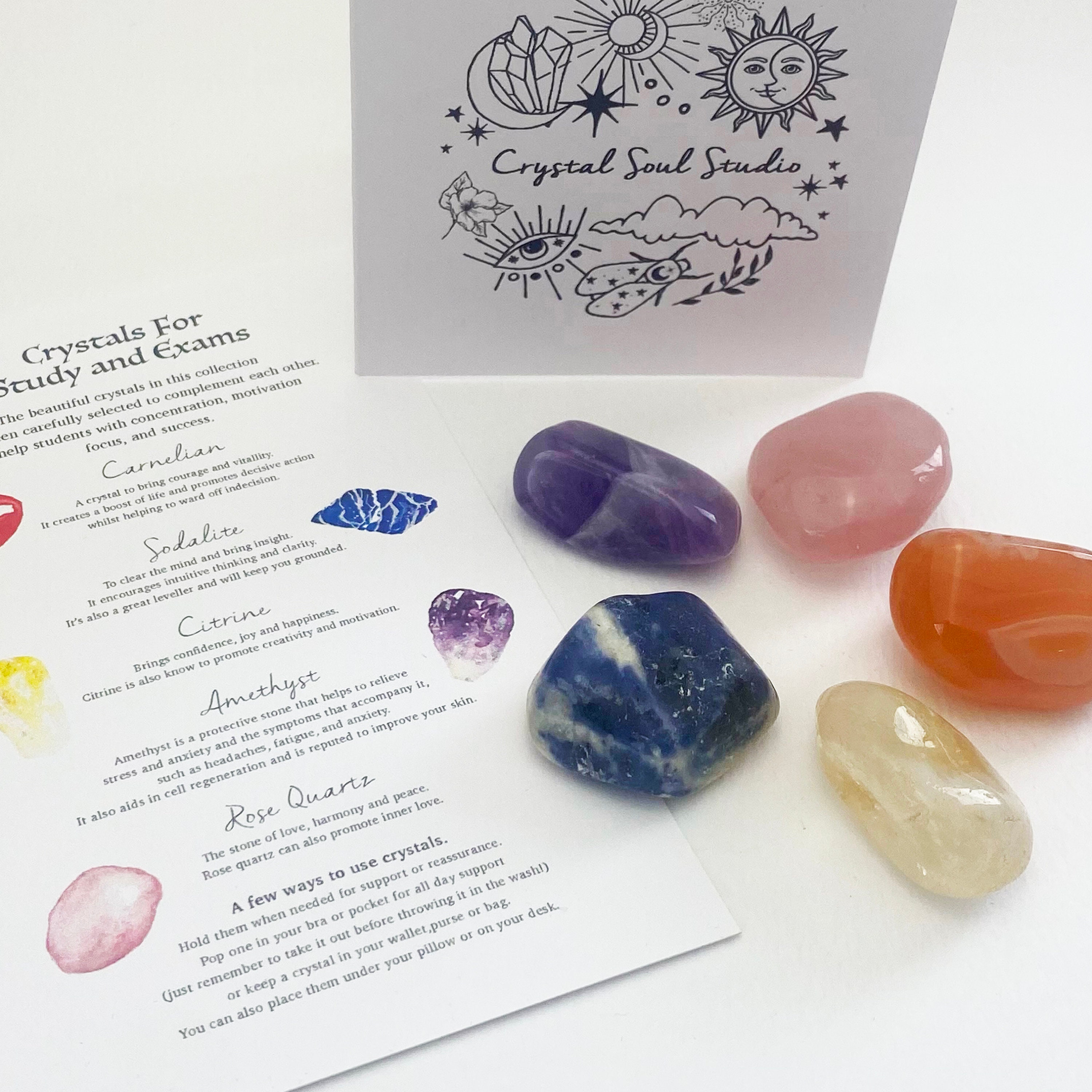 Crystals for Study and Exams,student Crystal Set, Reiki. Chakra ...