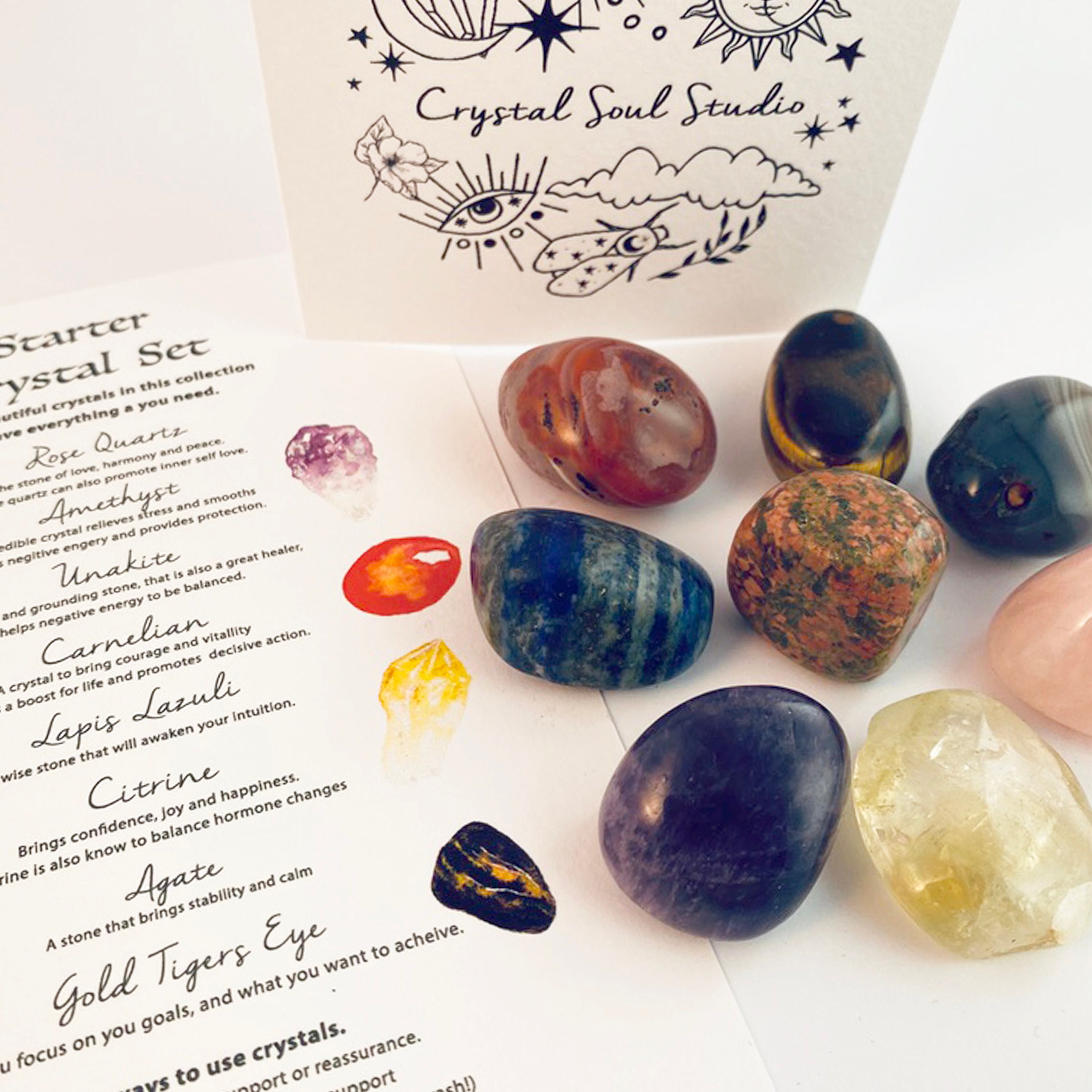 Crystal Starter Set , Starter Set of Crystals, Beginner Crystals, Reiki ...