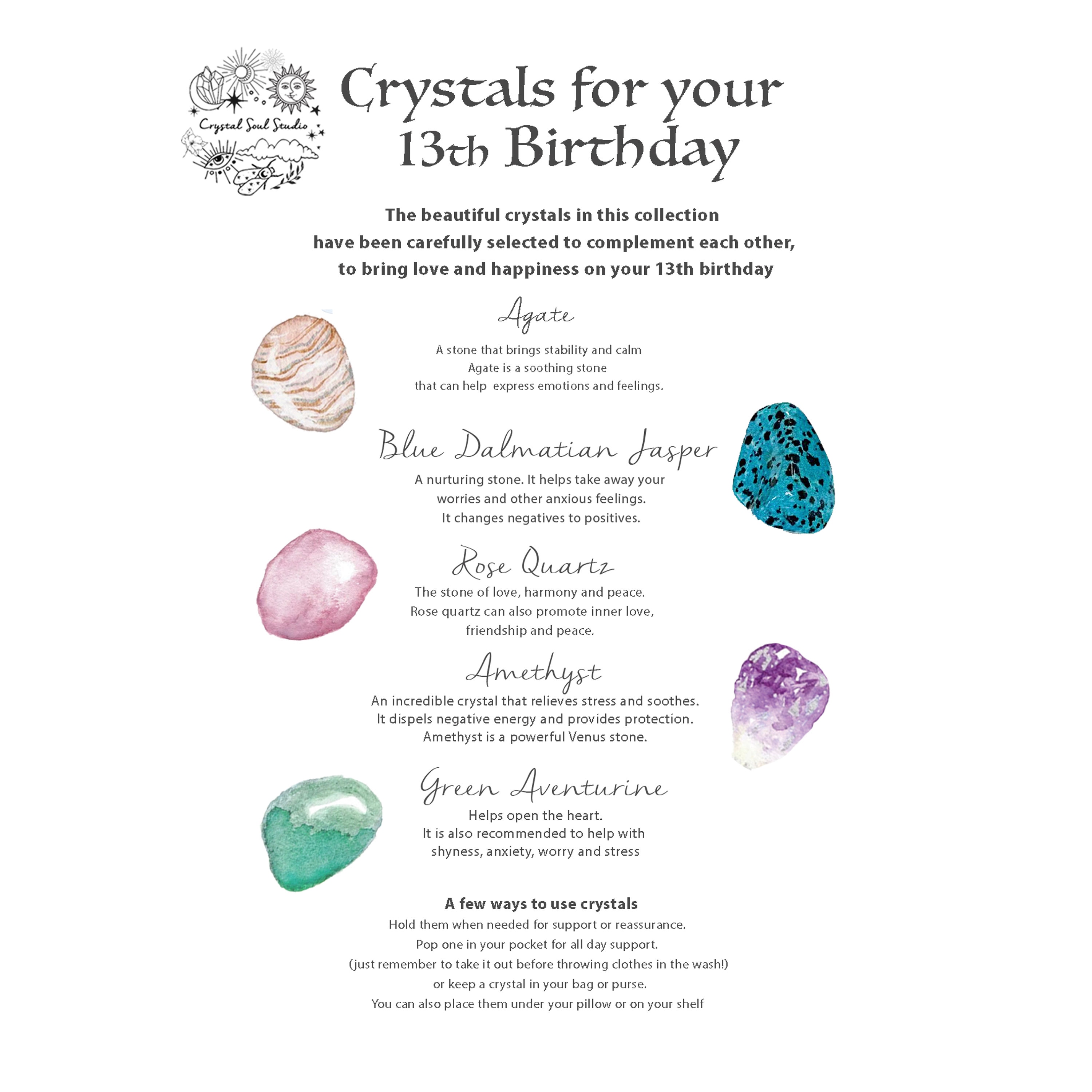 Crystals for 13th Birthday, 13th Birthday Crystal Set, Reiki. Chakra ...