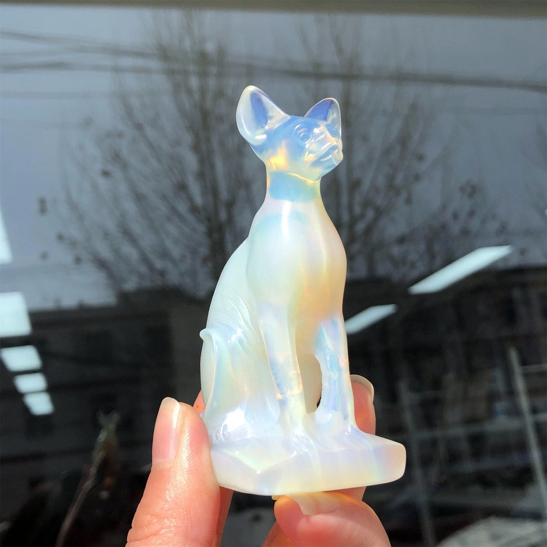 3.4 Inch Opalite Sphynx Cat Carving,crystal Cat,gemstone Cat,reiki ...
