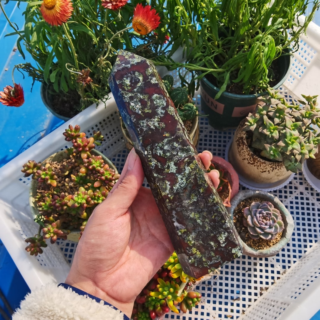600g Natural Dragon Blood Stone Obelisk,quartz Wand Piont,home ...