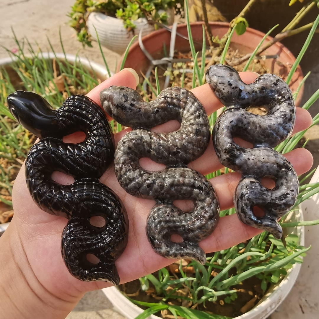 1PC 4.5 Natural Obsidian Snake,crystal Snake,crystal Gift,mineral ...