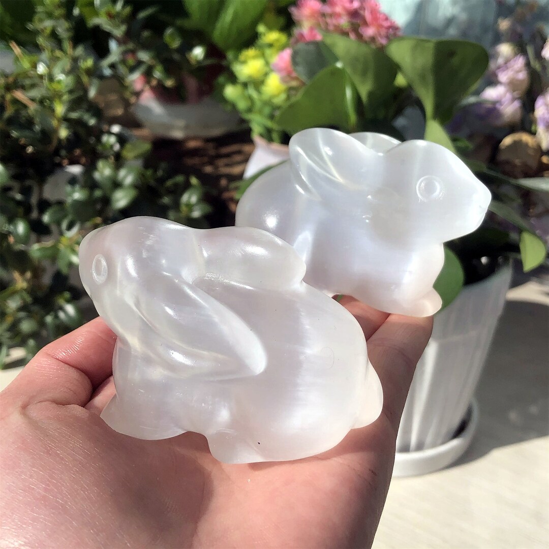 2.8 Natural Selentie Carved Rabbit,quart Crystal Rabbit Carving ...
