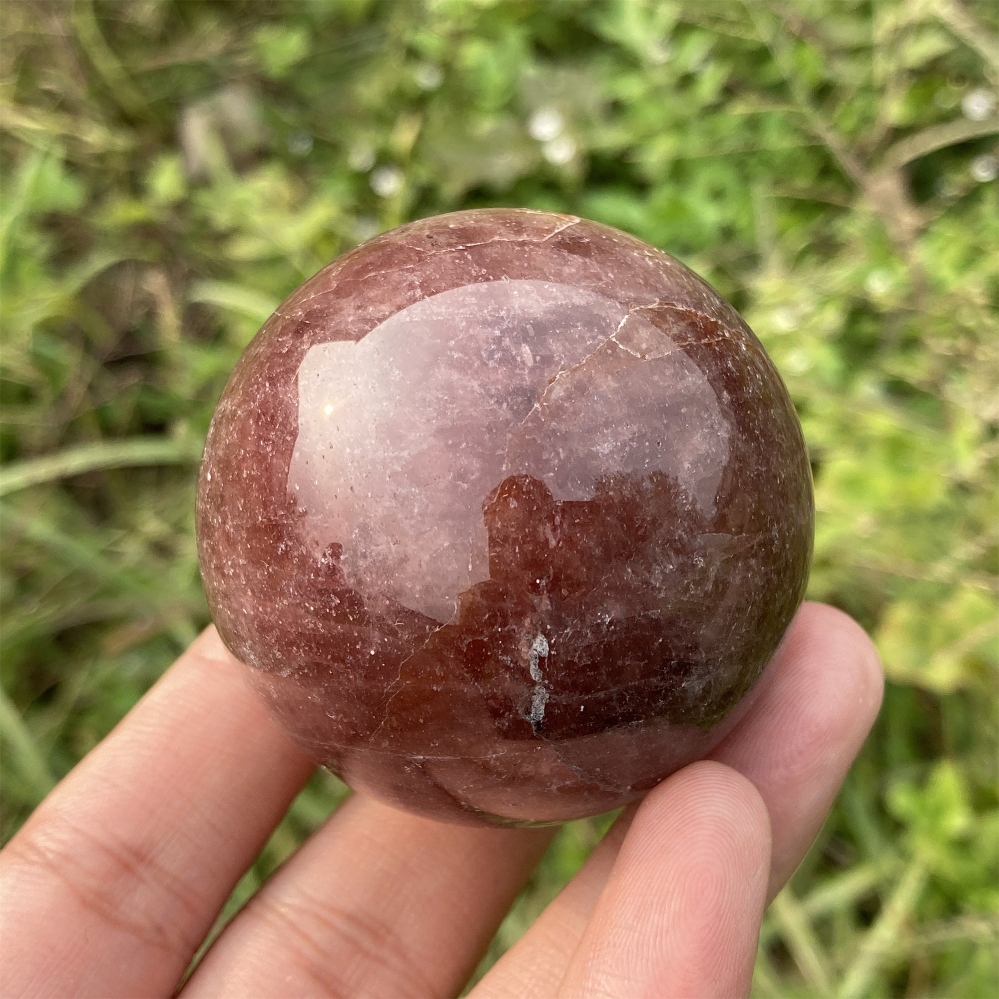 1pc Natural Strawberry Quartz Crystal Sphere Crystal - Etsy UK