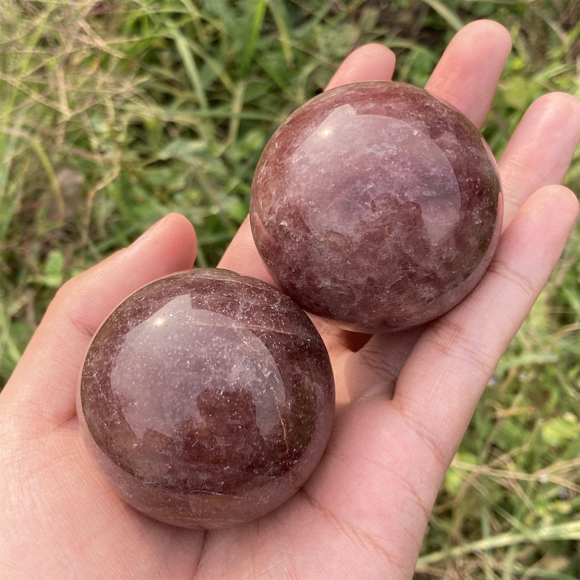 1pc Natural Strawberry Quartz Crystal Sphere Crystal - Etsy UK