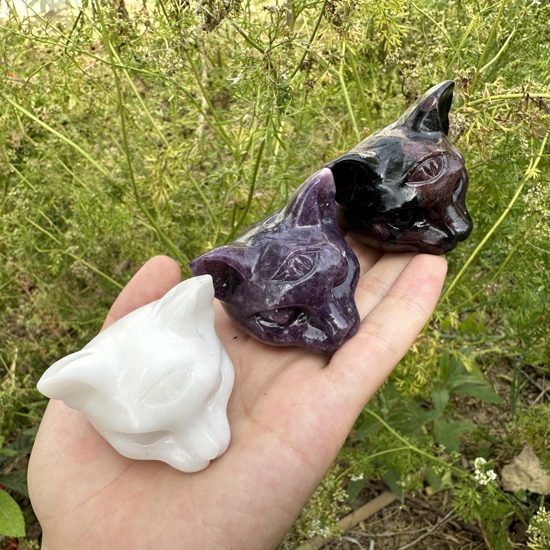 Natural Quartz Crystal Cat Head,crystal Statue,quartz Cat,crystal Heal ...