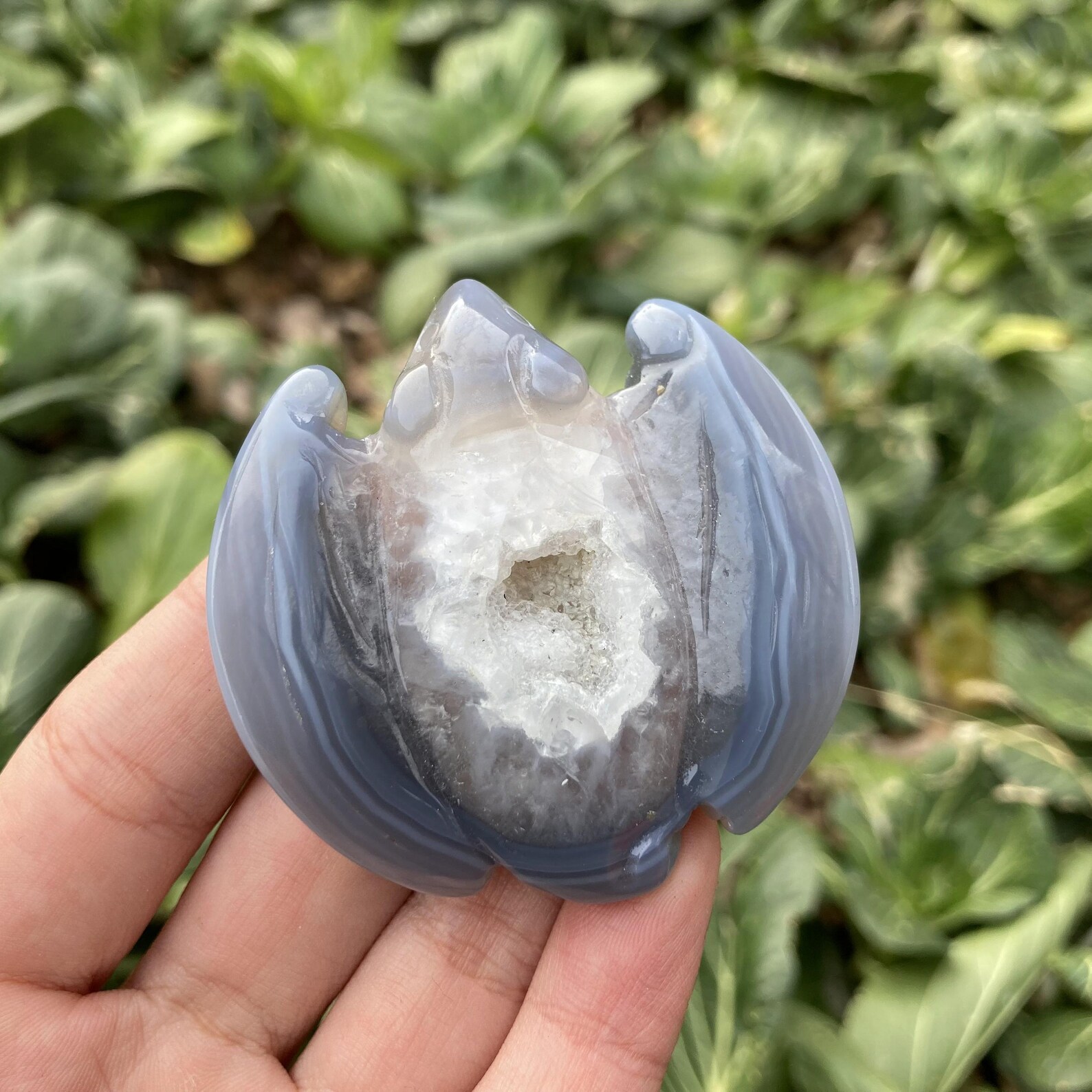 1PC 2 Natural Gray Agate Geodes Batcrystal Batcrystal - Etsy