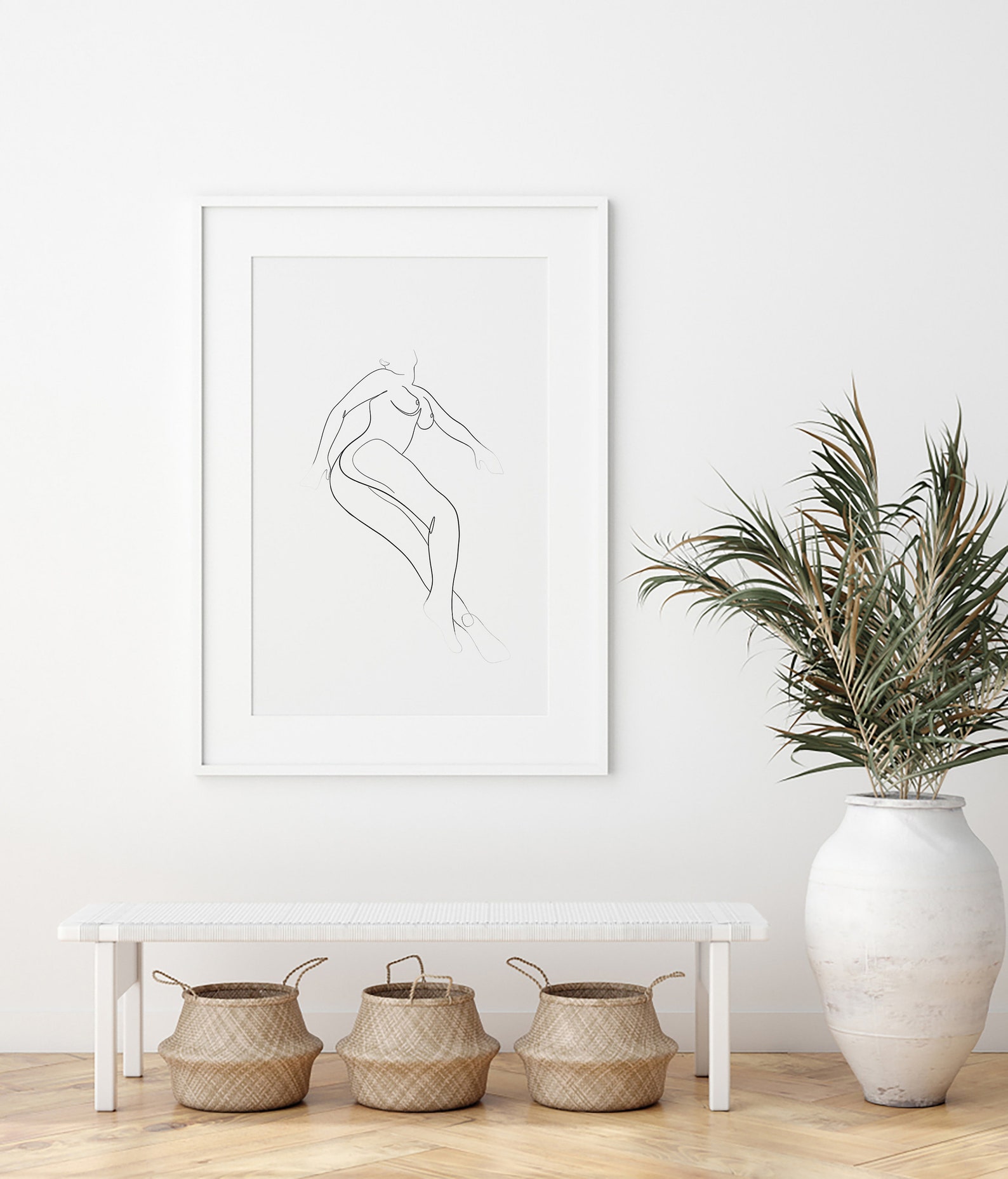 Printable Single Line Naked Woman Art Nude Woman Line Art Wall Poster