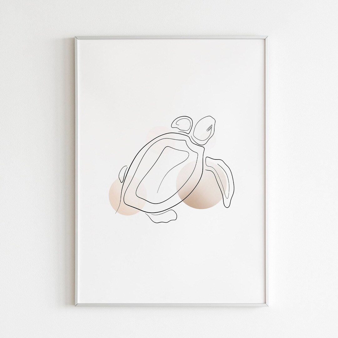 Turtle Animal One Line Art, Printable Continuous Line Wall Poster ...