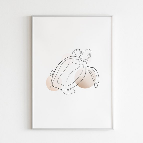Turtle Animal One Line Art Printable Continuous Line Wall | Etsy