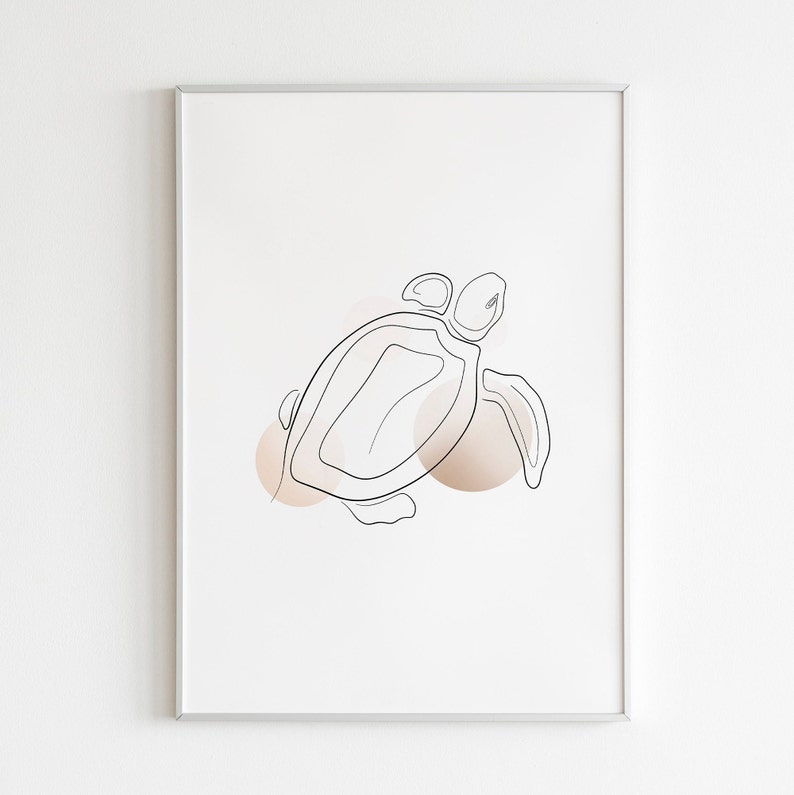 Turtle Animal One Line Art Printable Continuous Line Wall | Etsy