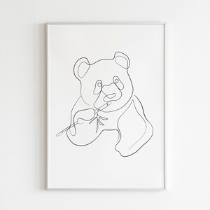 Panda Nursery Printable Single Line Art One Line Panda Wall - Etsy