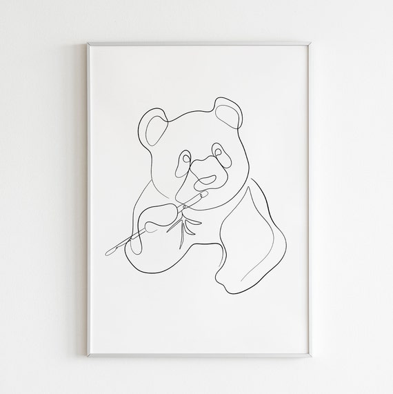 Panda Nursery Printable Single Line Art One Line Panda Wall | Etsy