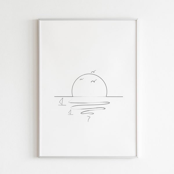 Beach Line Art - Etsy