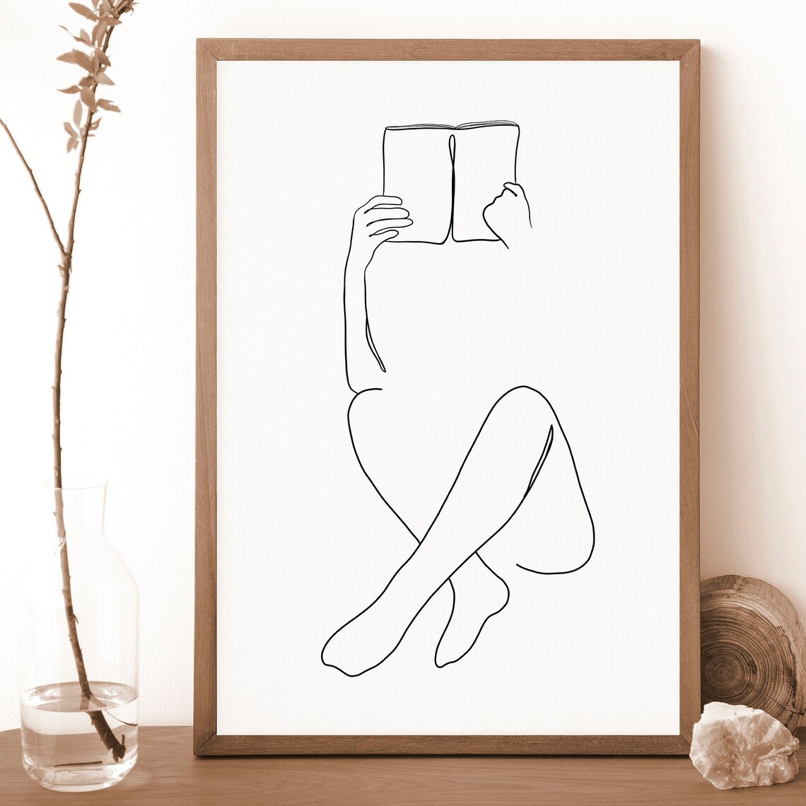 Female Reading Book Drawingwoman Reading Line Art - Etsy