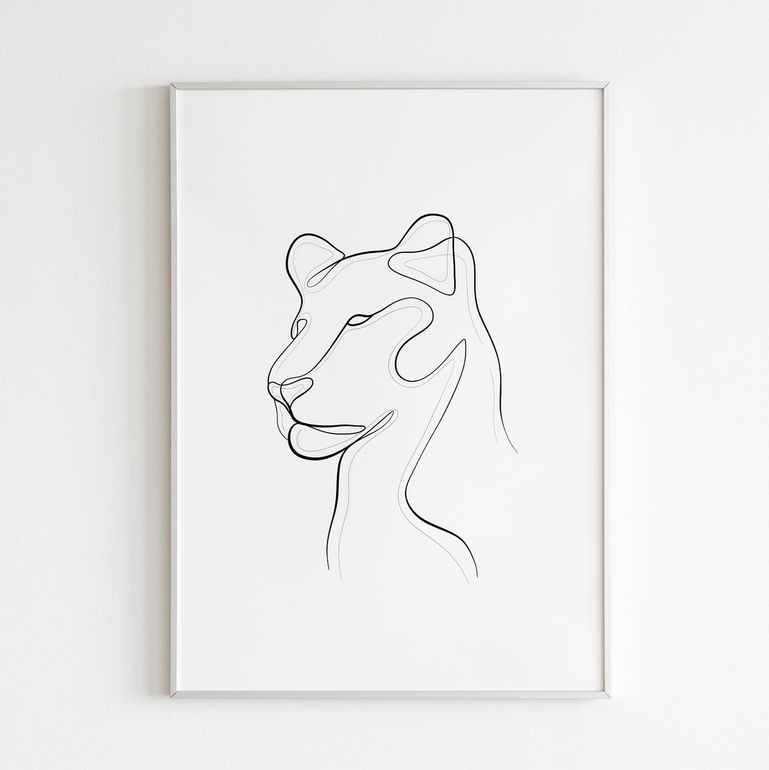 Lioness One Line Art, Printable Lion Single Line Art, One Line Animal ...