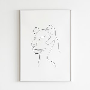 Lioness One Line Art, Printable Lion Single Line Art, One Line Animal ...