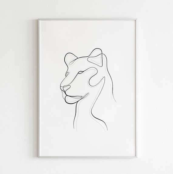 Lioness One Line Art Printable Lion Single Line Art One Line - Etsy