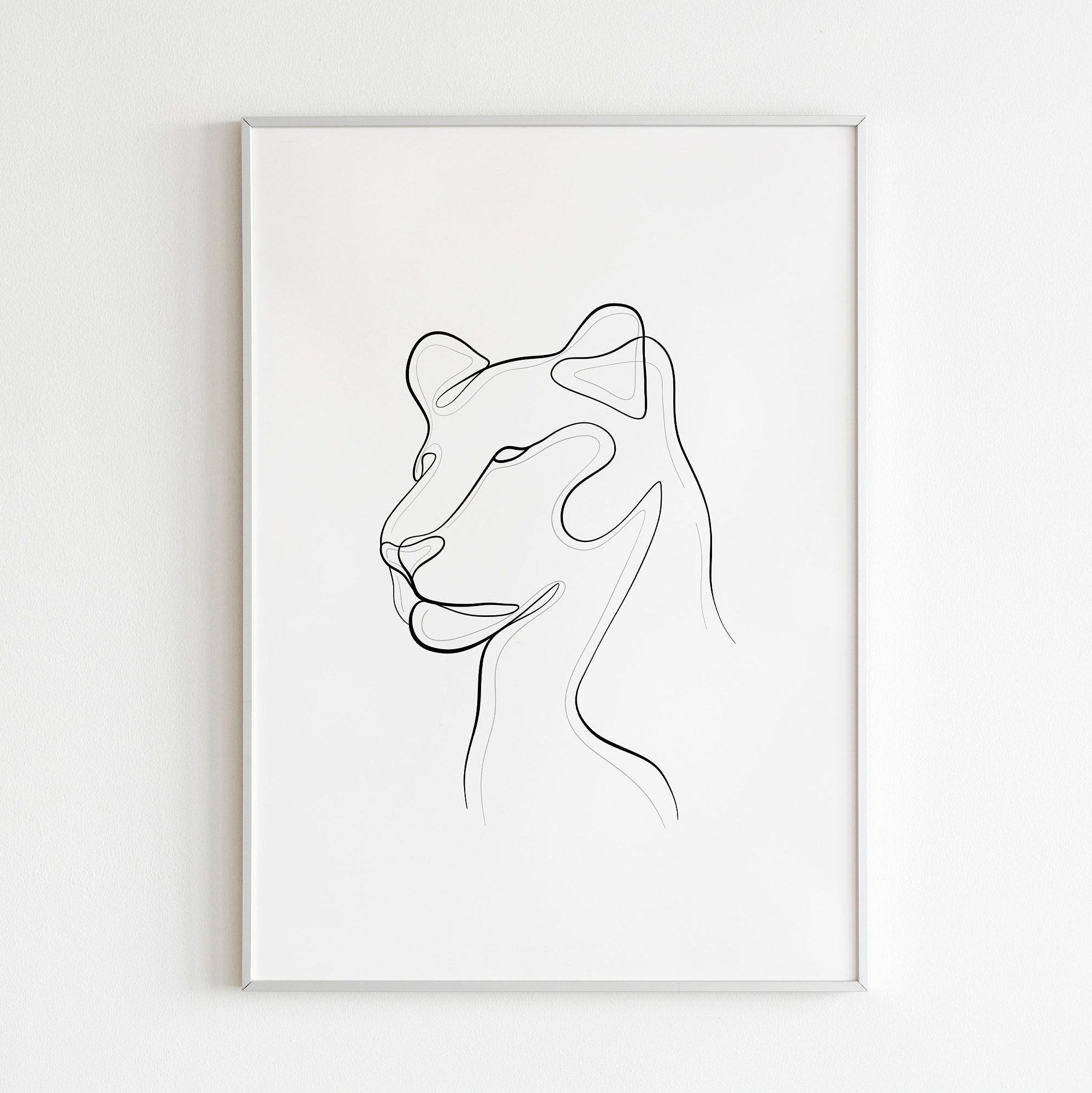 Lioness One Line Art, Printable Lion Single Line Art, One Line Animal ...