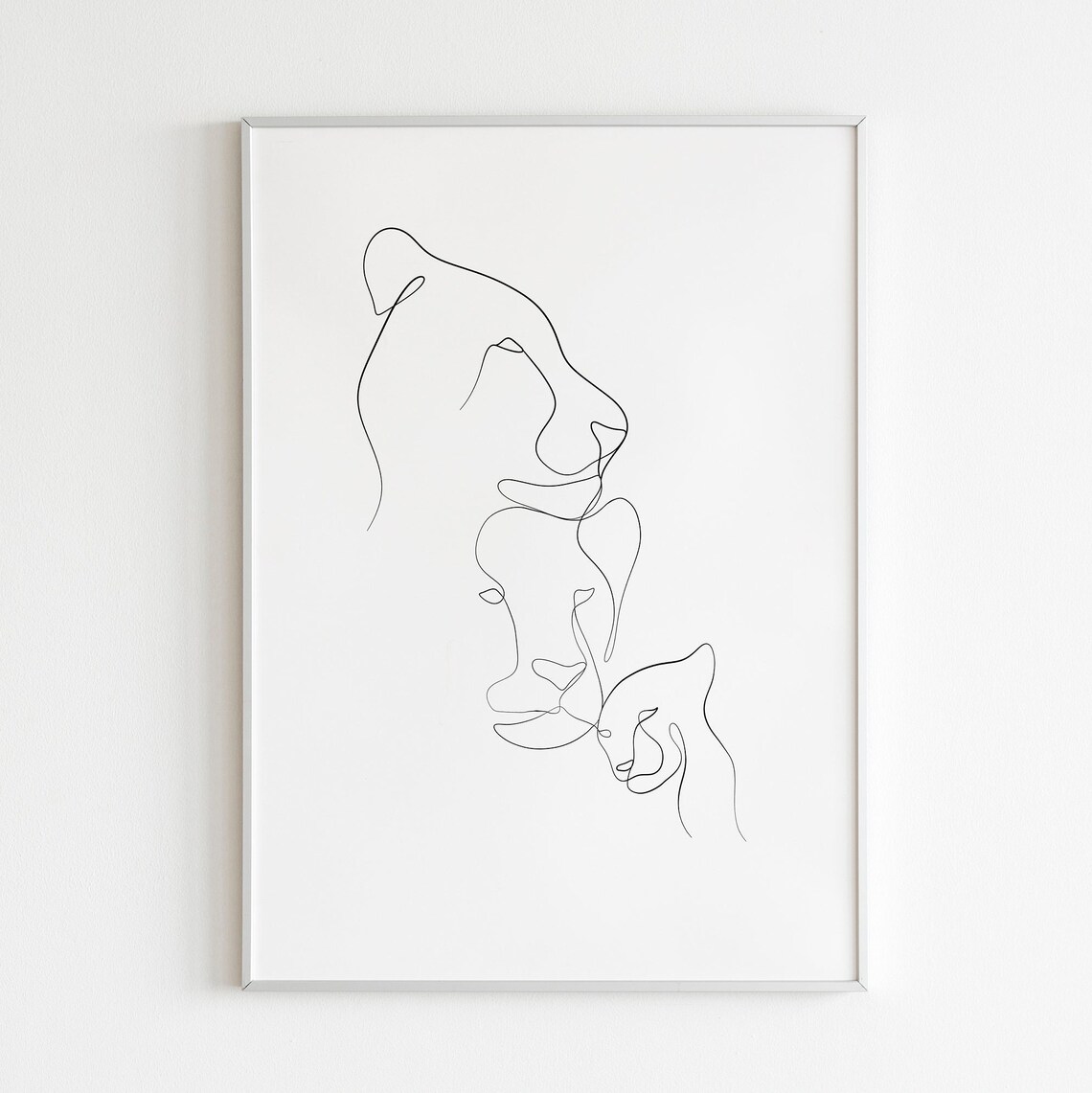 Lion Family One Line Art Lions Printable Print Wall Art | Etsy