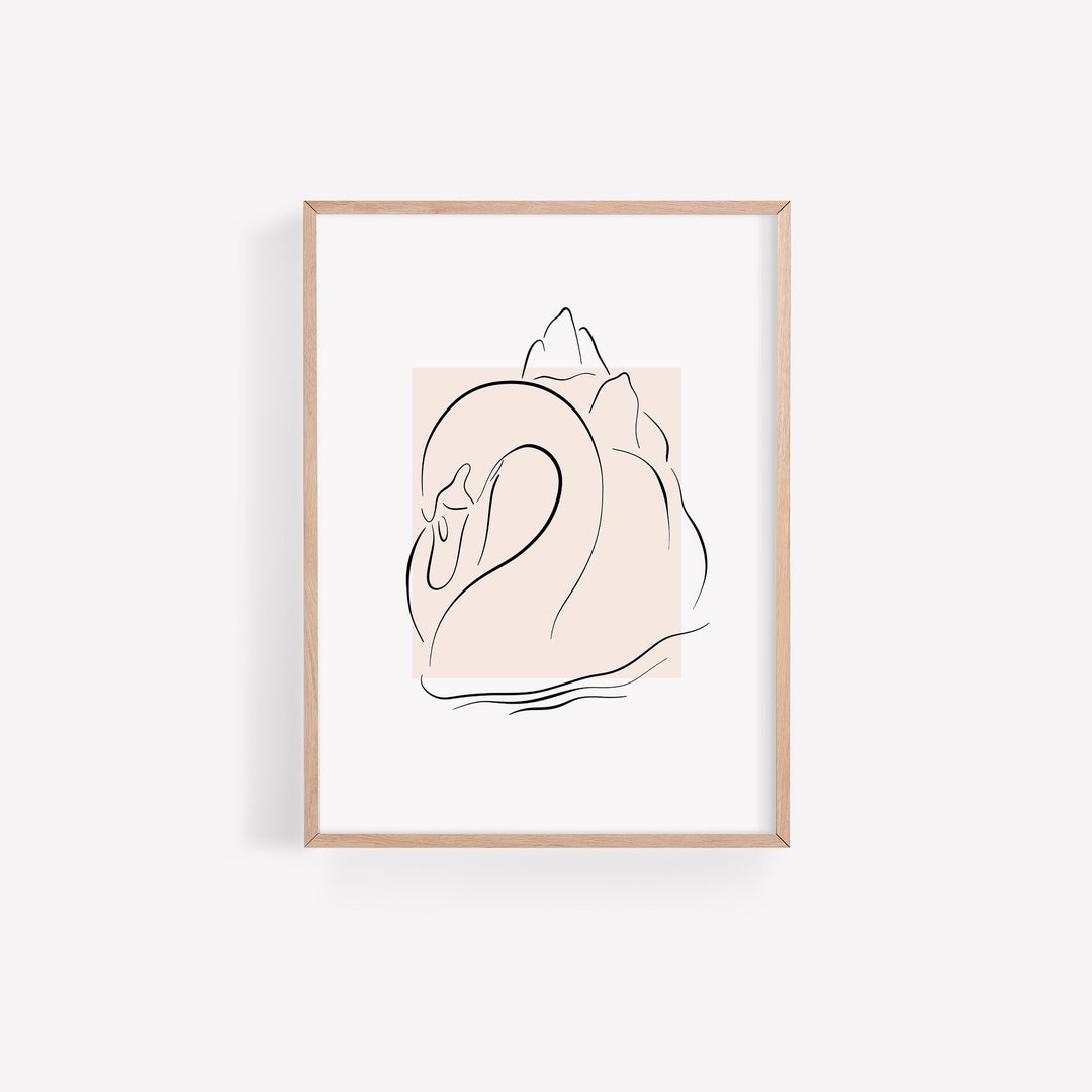 Minimalist Swan One Line Drawing, Printable Animal Digital Line Art ...