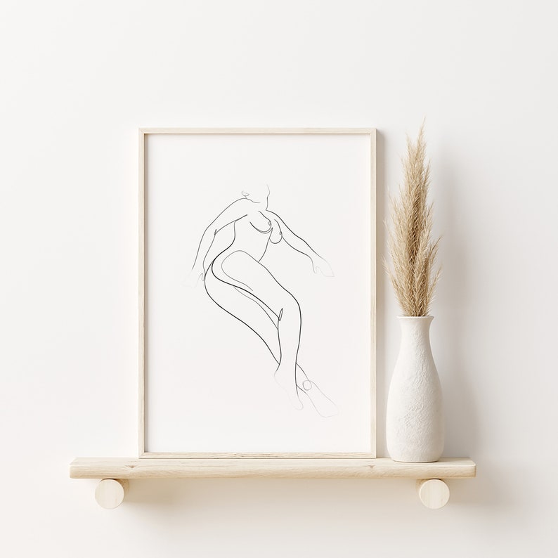 Printable Single Line Naked Woman Art Nude Woman Line Art Etsy Canada
