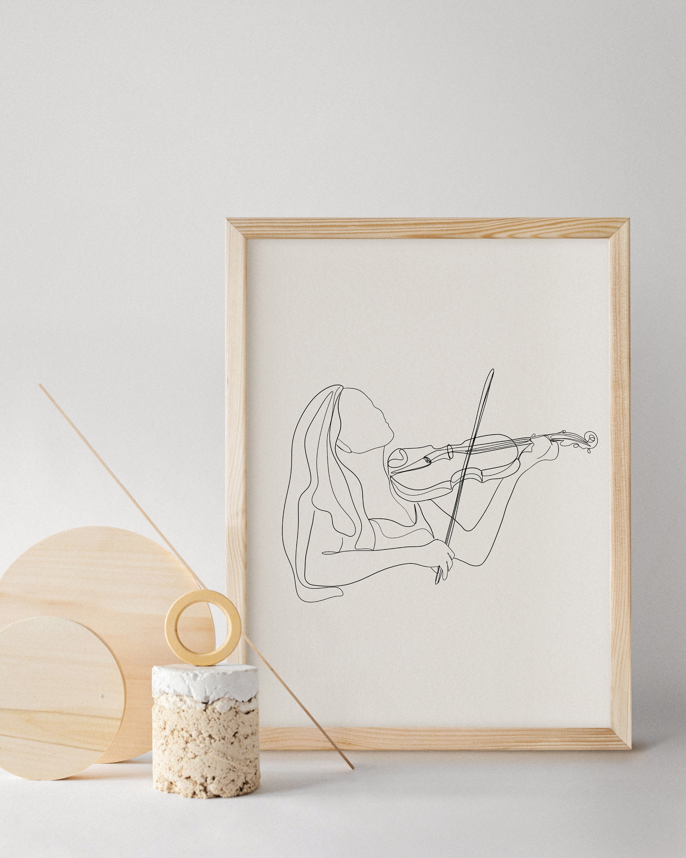 Woman Playing Violin One Line Art, Printable Single Line Wall Poster ...