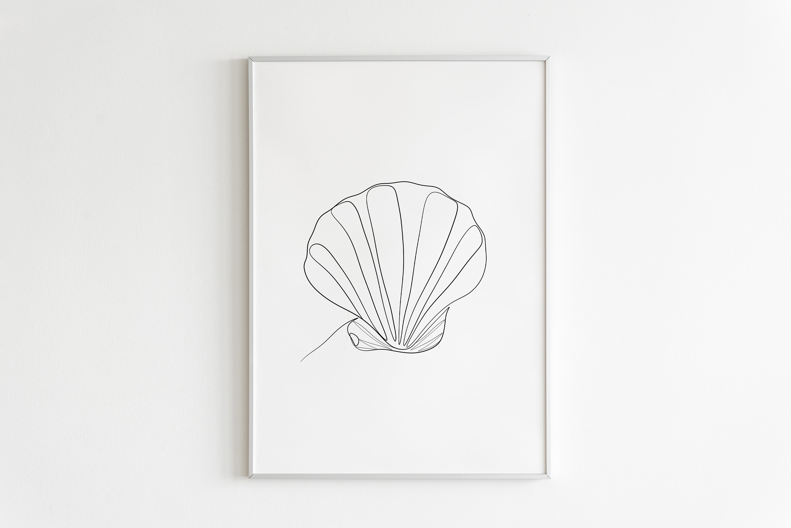 Printable Sea Shell One Line Art, One Line Drawing Sea Shell Wall Art ...