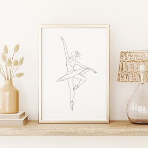 One Line Art Ballerina Print, Printable Ballerina Digital Single Line ...