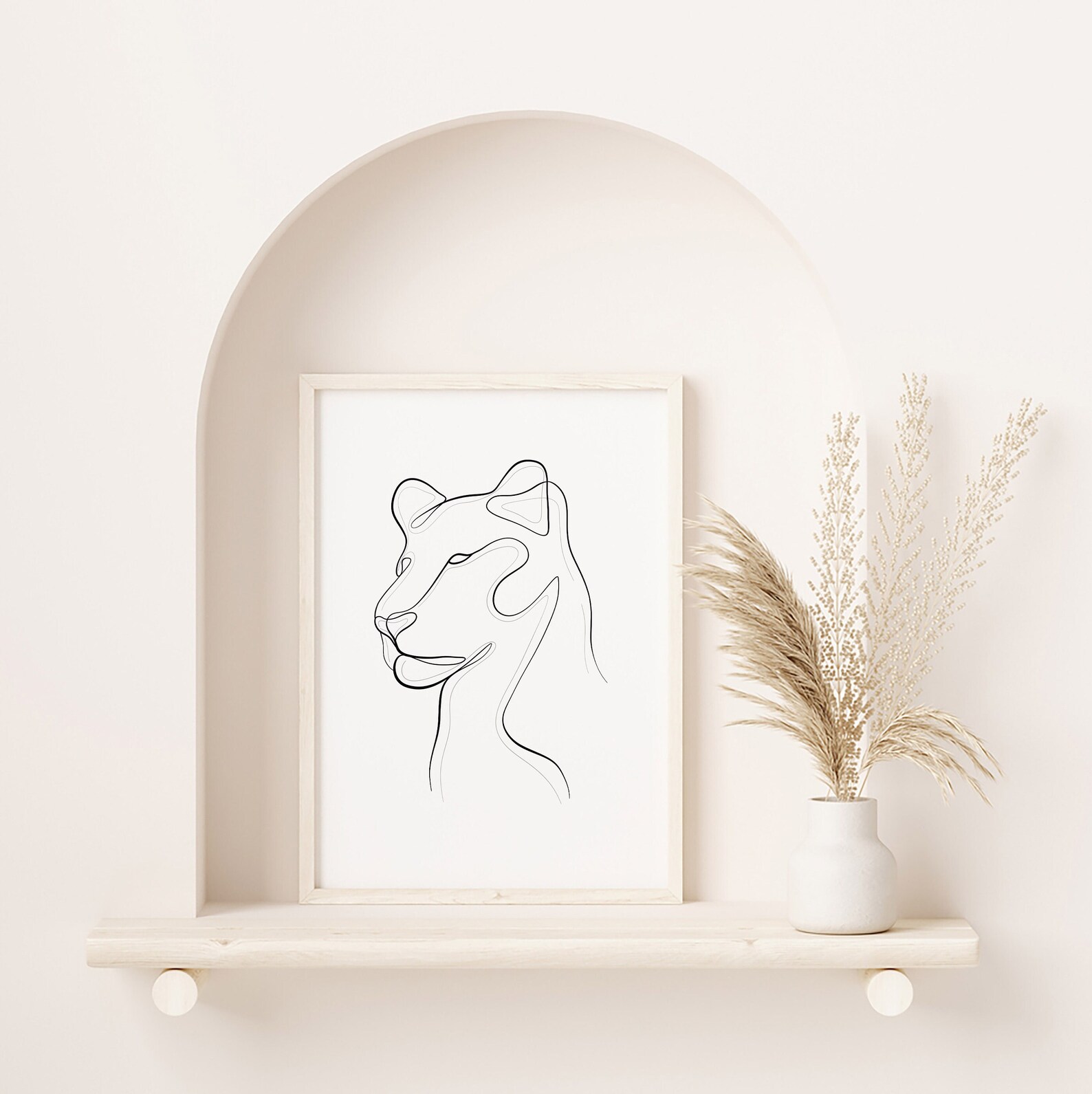 Lioness One Line Art, Printable Lion Single Line Art, One Line Animal ...