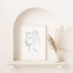 Lioness One Line Art, Printable Lion Single Line Art, One Line Animal ...